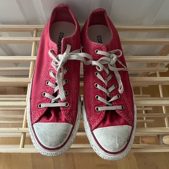 Converse | Shoes | Made To Look Vintage Red Converse | Poshmark